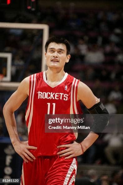 Closeup Of Houston Rockets Yao Ming During Game Vs New Jersey Nets