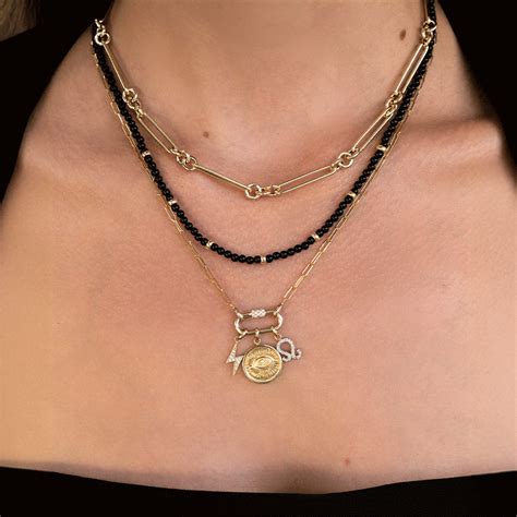 14k Gold Asymmetrical Charm Necklace Zoe Lev Jewelry