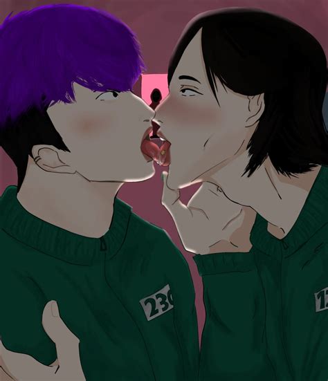 Rule 34 Blush Gay Making Out Nam Gyu Open Mouth Squid Game Squid Game