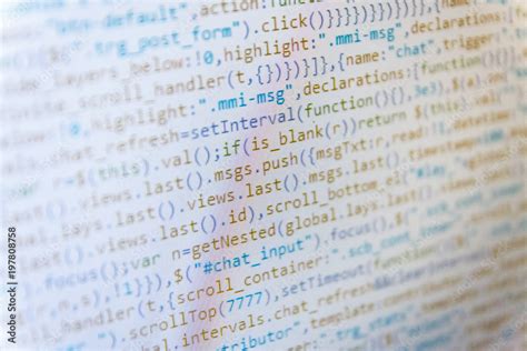 Programming Code Typing Digital Binary Data On Computer Screen Modern