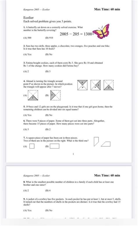 Math Kangaroo All Levels Past Year Papers Hobbies And Toys Books