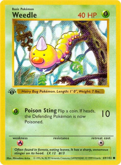 Weedle 1st Edition 69 Prices Pokemon Base Set Pokemon Cards