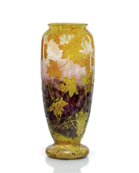 Daum Nancy Vitrified Cameo Glass Vase Circa 1901 Pintura Sobre Vidrio Jarrón De Cristal