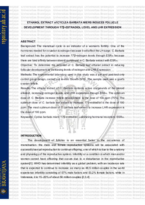 Pdf Ethanol Extract Of Cyclea Barbata Miers Induces Follicle Development Through 17β Estradiol