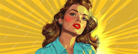 Portrait Dune Fille Pin Up Style De Dessin Animé Pop Art Illustration Rétro Photo Premium