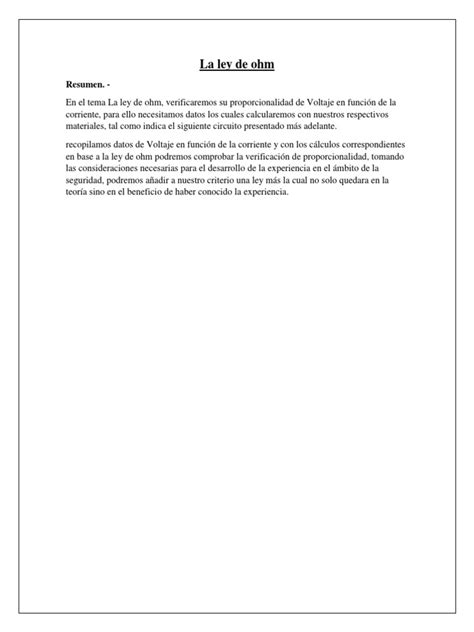 Ley De Ohm Laboratorio Umss Pdf Corriente Eléctrica Resistencia