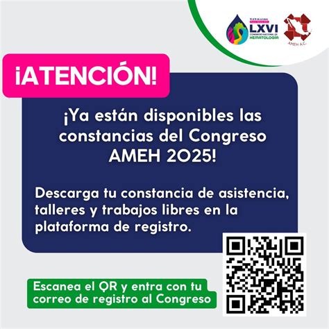 🎓 ¡ya Puedes Descargar Tus Constancias Del Congreso Ameh 2025 🩸 Las