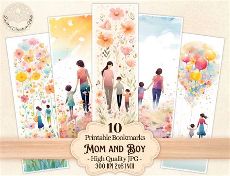 Mom And Boy Bookmarks For Book Lovers Mummy And Son Mothers Day T
