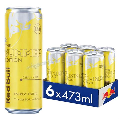 Red Bull Summer Edition Citrus Zest 473ml 612 Pack Pmp Wingsmart