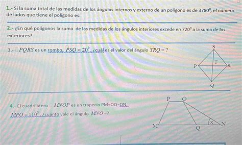 Solved 1 Si La Suma Total De Las Medidas De Los ángulos Internos Y