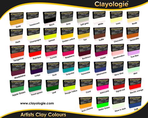 Artists Clay Colour Chart Clayologie Polymer Clay