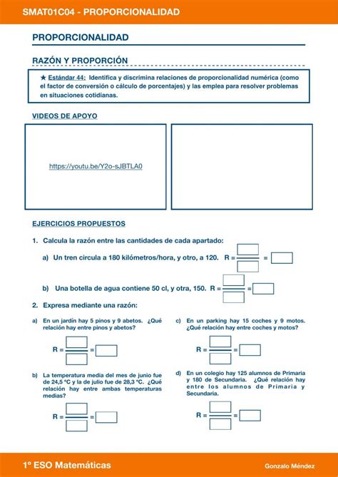 Razón Y Proporción 1 Worksheet Clase De Matemáticas Relación Matematicas