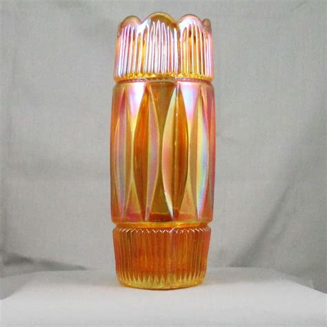 Antique Brockwitz Triands Marigold Carnival Glass Vase Carnival Glass
