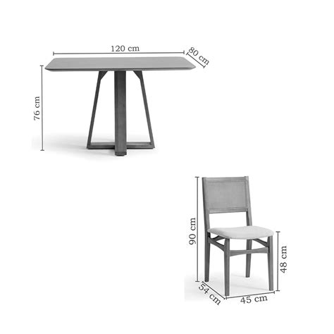 Conjunto De Mesa Retangular Com Tampo De Madeira Maciça Frame E 4