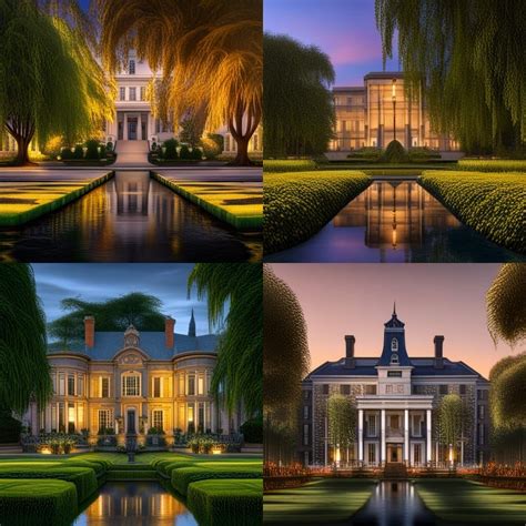 Large Mansion Elegant Architecture Luxurious Grounds With Weeping