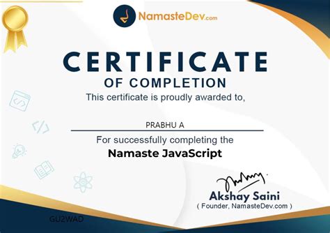 Prabhu A On Linkedin Javascript Certification Coding Newskill