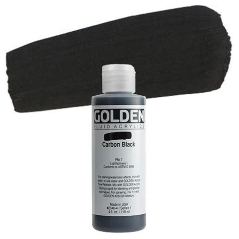 Golden Fluid Acrylics Carbon Black 4 Oz Jerrys Artarama