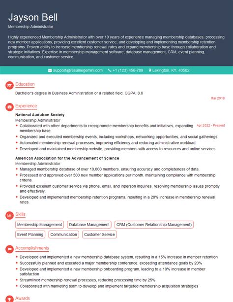 Membership Administrator Resume Template Resumegemini Online Resume