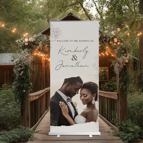 Custom Retractable Banner For Wedding Personalized Photo Welcome Sign