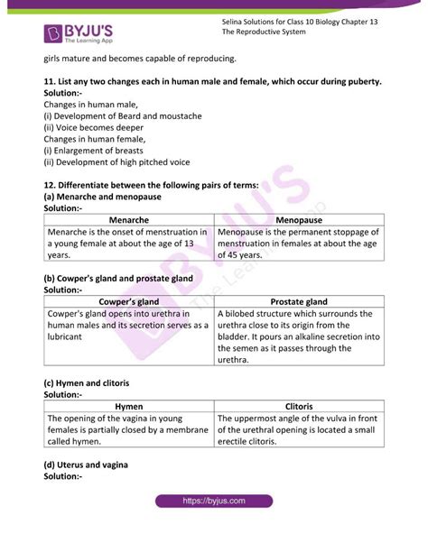 Selina Solutions Concise Biology Class 10 Chapter 13 The Reproductive