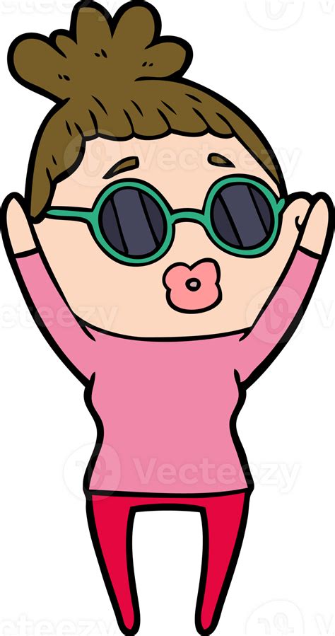Cartoon Woman Wearing Sunglasses 45141398 Png