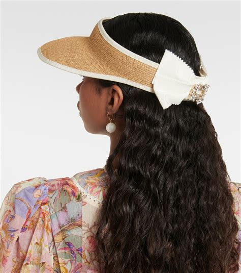 Roger Vivier Buckled Raffia Effect Visor Roger Vivier