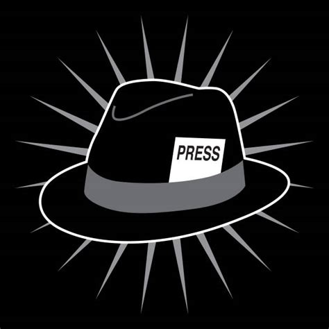 Old Press Fedora Hat Cartoons Vector Cartoon Black Fedora Hat Gray