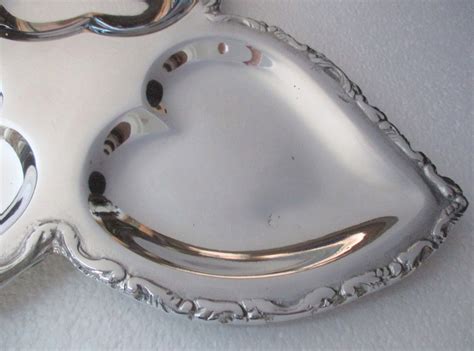 Pewter Metal Heart Tray Divided Compartment Dish Silver Decor 12in Etsy