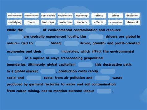 Environment Complete The Sentence