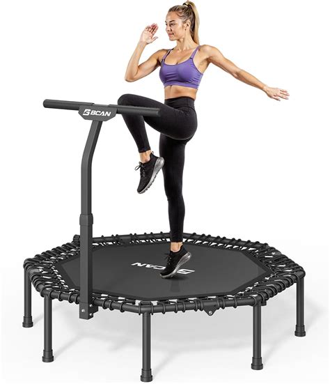 Bcan 51 Octagonal Mini Trampoline Max Load 450 Lbs Fitness Trampoline With T Adjustable Handle