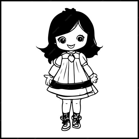 Premium Vector Vector A Vector Of Cute Girl Outline Design