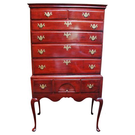 18th Century Queen Anne Cherry Wood Two Part Highboy With Radial Fan