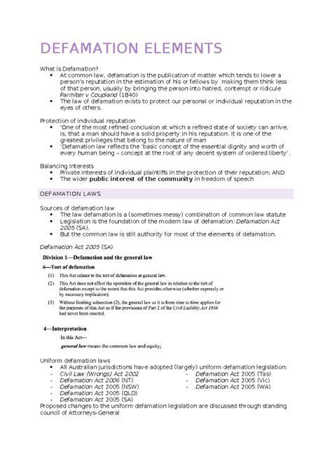 Defamation Elements Understanding Key Concepts And Legal Framework