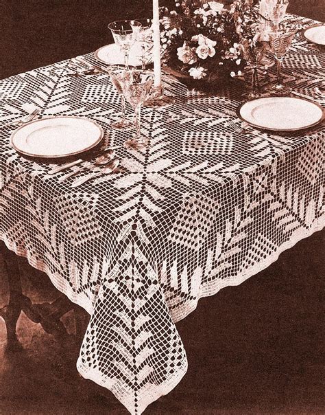 Square Lace Tablecloth Crochet Pattern Filet Table Cover Size 70 X 110