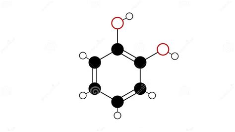 Catechol Molecule Structural Chemical Formula Ball And Stick Model Isolated Image Ortho