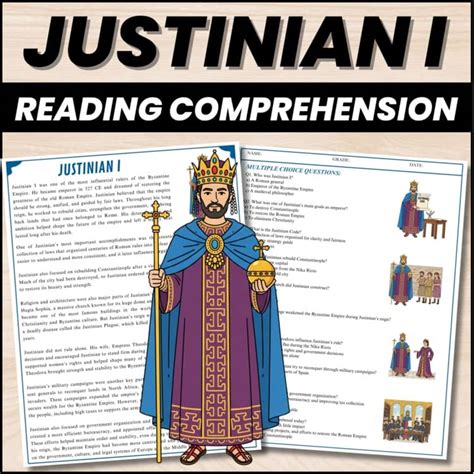 Justinian I Reading Comprehension Worksheet Byzantine Emperor
