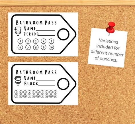 Bathroom Pass Punch Card