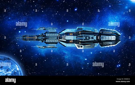 Alien Mothership Spaceship In Deep Space Ufo Spacecraft Flying In The