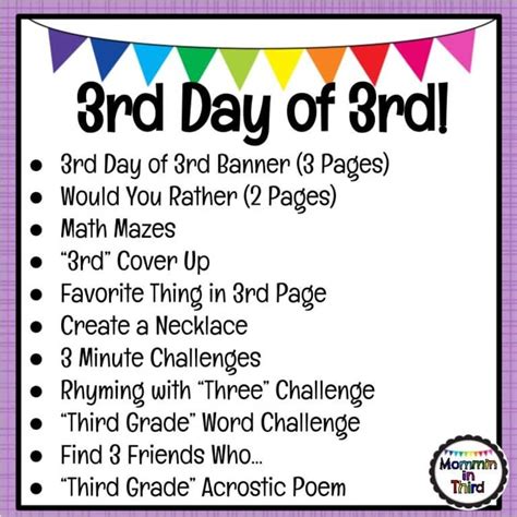 3rd Grade Day 3rd Day Of 3rd Grade Activities By Mommin In Third