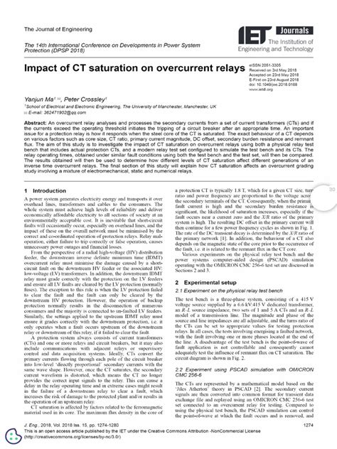 Impact Of Ct Saturation On Overcurrent Relays Pdf Creative Commons Social Information