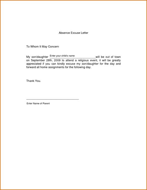 How To Write Excuse Letter For Work Design Talk