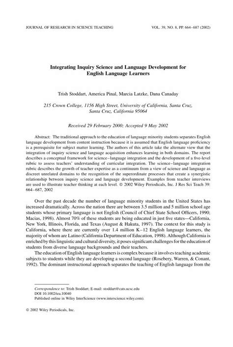 Pdf Integrating Inquiry Science And Language Development … ~mkoomen Restored