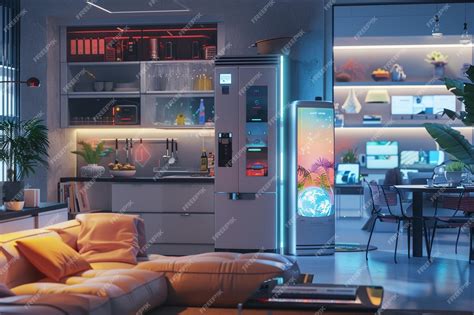 Premium Photo A Room With A Couch A Couch And A Refrigerator With A