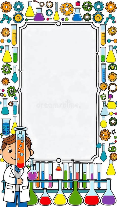Science Themed Border Design With Light Blue Frame And Water Droplet