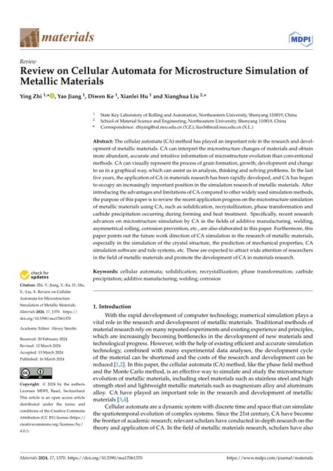 Pdf Review On Cellular Automata For Microstructure Simulation Of Metallic Materials