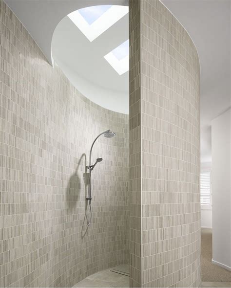 Curved Fully Tiled Shower Without Glass Dream Bathroom Design
