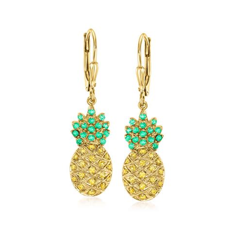 40 Ct Tw Yellow Sapphire And 30 Ct Tw Emerald Pineapple Drop