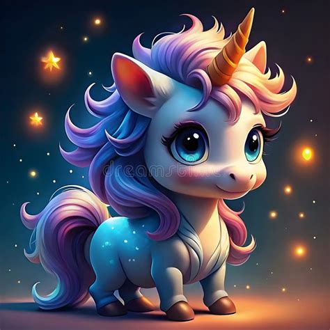 Cute Tiny Unicorn In A Whimsical 3d Animation Stock Illustration