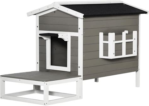 Pawhut Outdoor Elevated Cat House With Waterproof Terrace Instruction