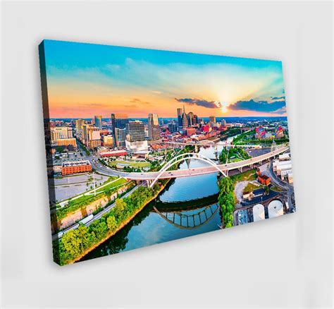 Nashville Skyline Canvas Art Print Watercolor Style Poster Etsy